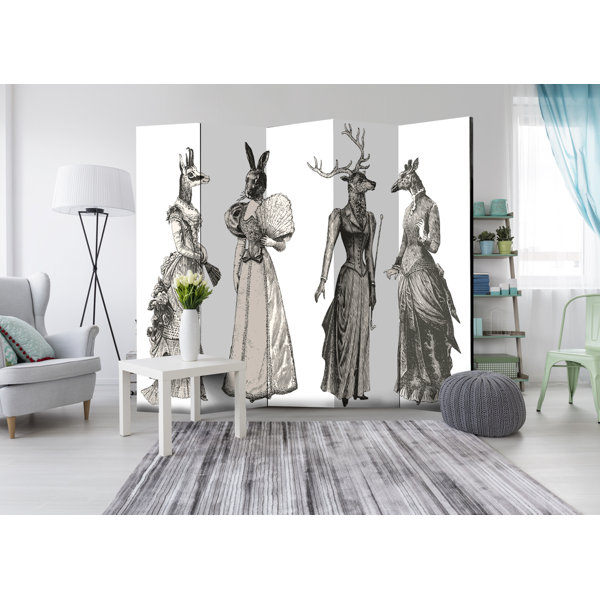 East Urban Home 225cm W x 172cm H 5 - PanelOne Sided Room Divider ...