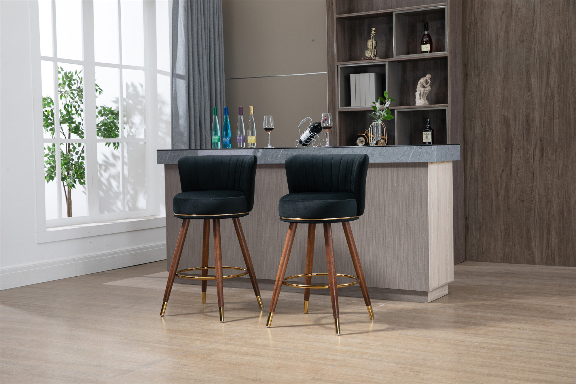Everly Quinn Counter Height Bar Stools Set Of 2 For Kitchen Counter ...