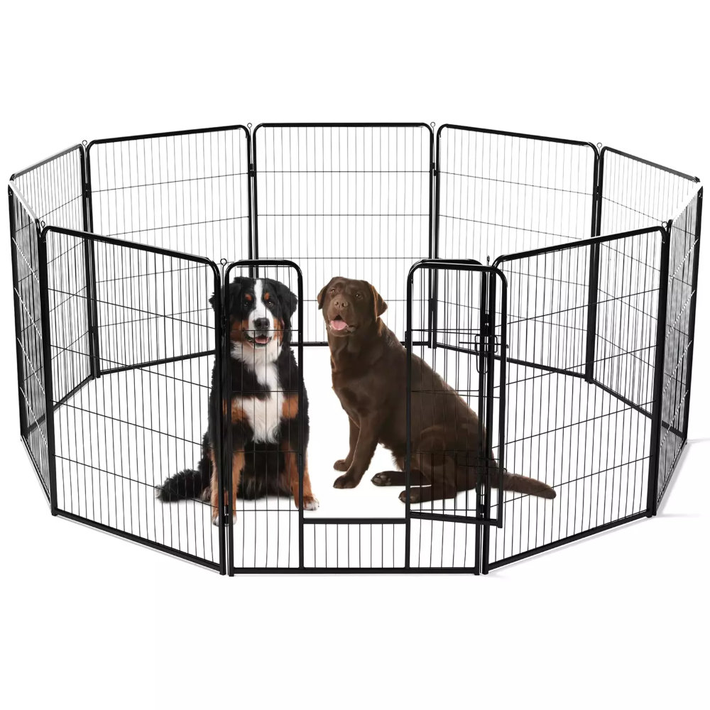 DealsStore Heavy Duty Metal Dog Playpen with Door, Indoor & Outdoor Pet ...