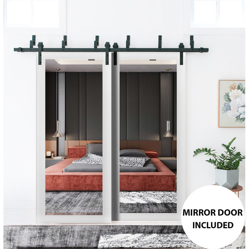 SARTODOORS Lucia Mirrored Glass Wood Standard White Door Slab | Wayfair