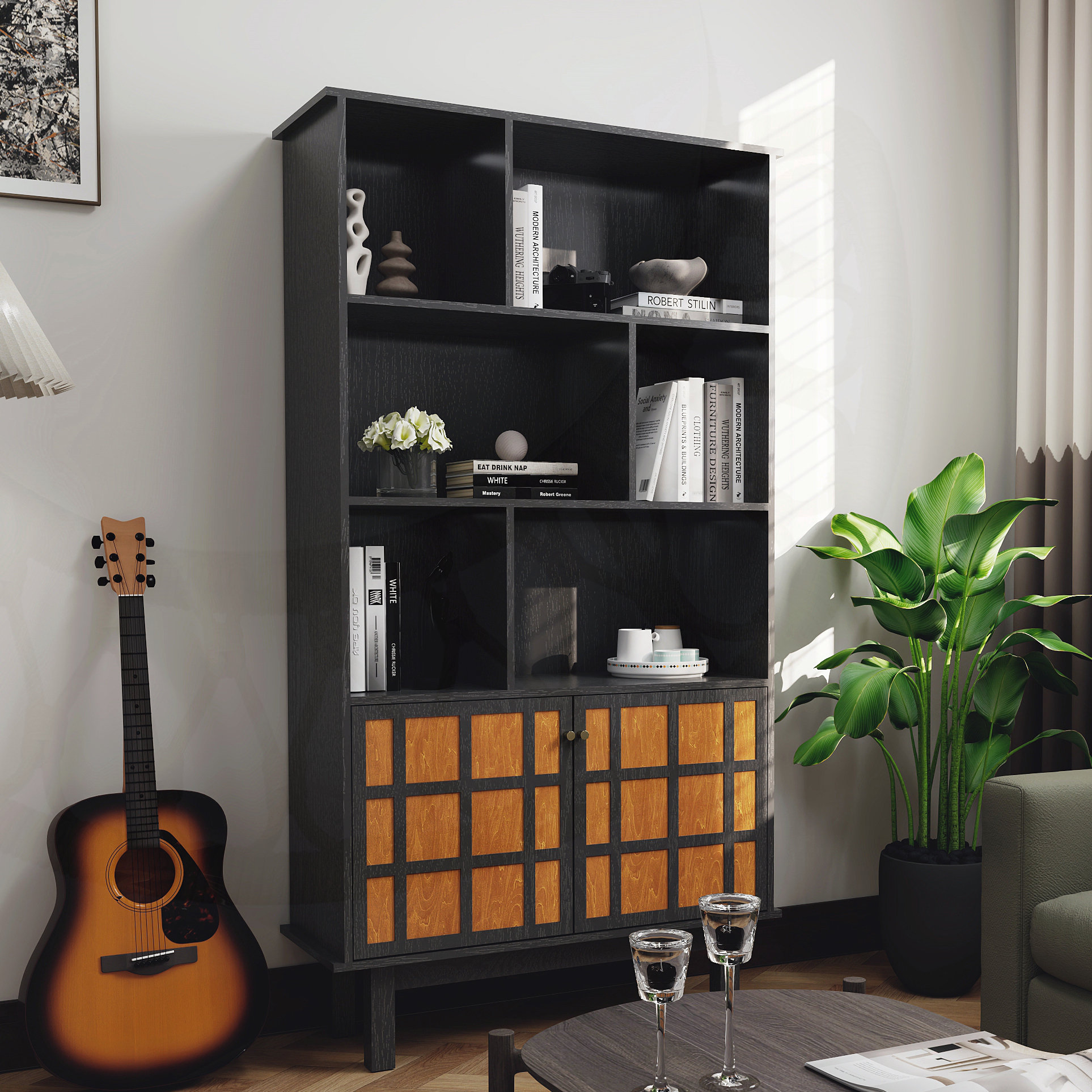 Latitude Run® Durable Bookcase with Cabinet, Spacious Storage and ...