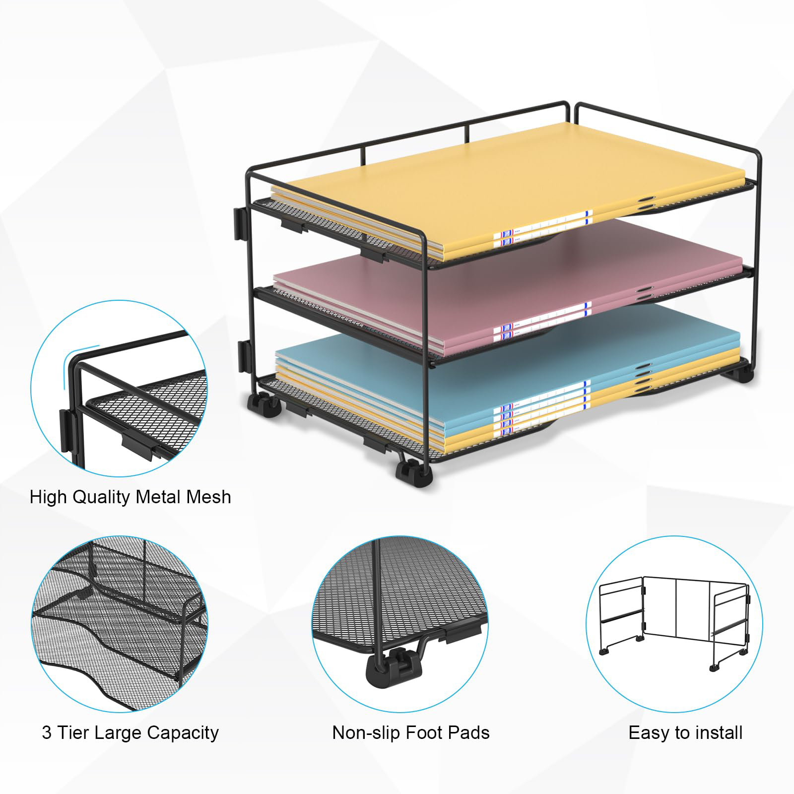 Inbox Zero 3-Tier Paper Organizer Letter Tray - Grid Desktop File ...