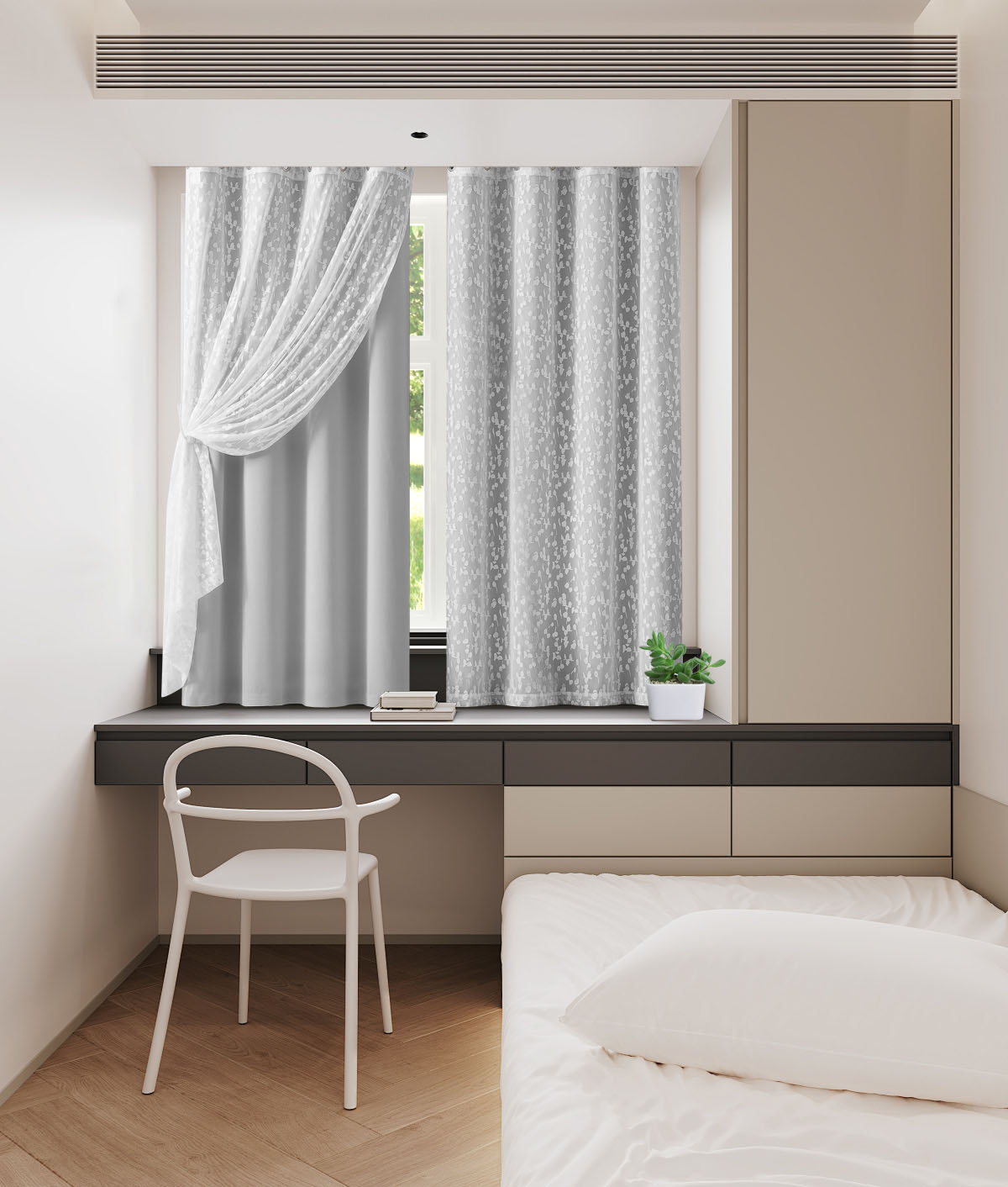 Wildon Home® Blackout Curtains, Sheer Lace 2 Panels+ 2 Blackout ...