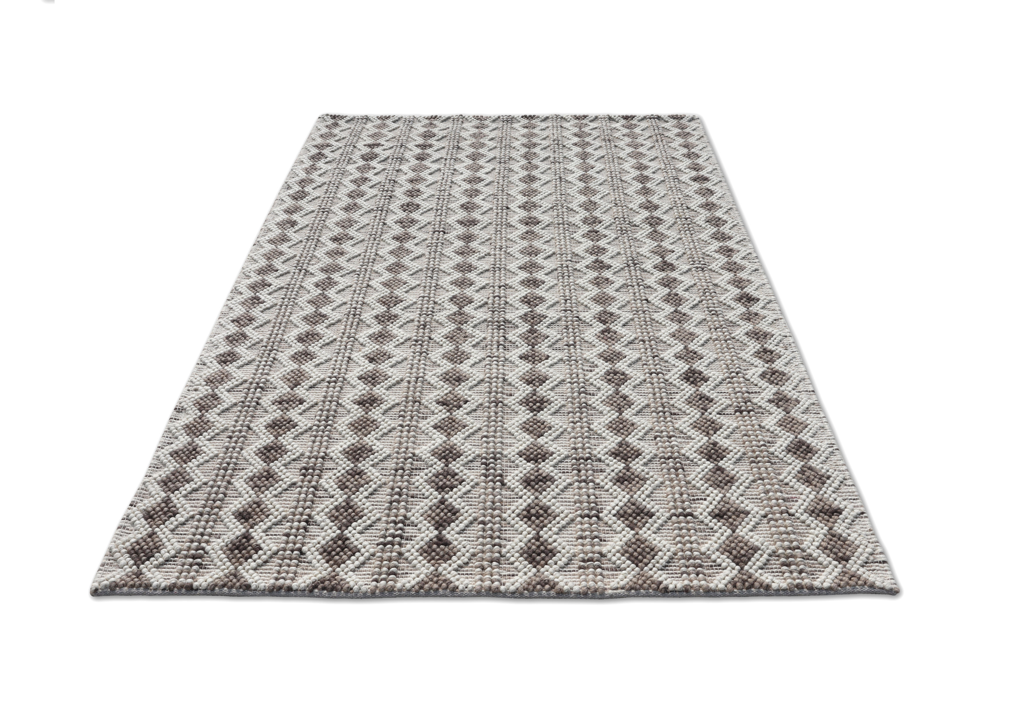 Foundry Select Bubble Argyle Handmade Ivory & Taupe Pile Weave Wool ...