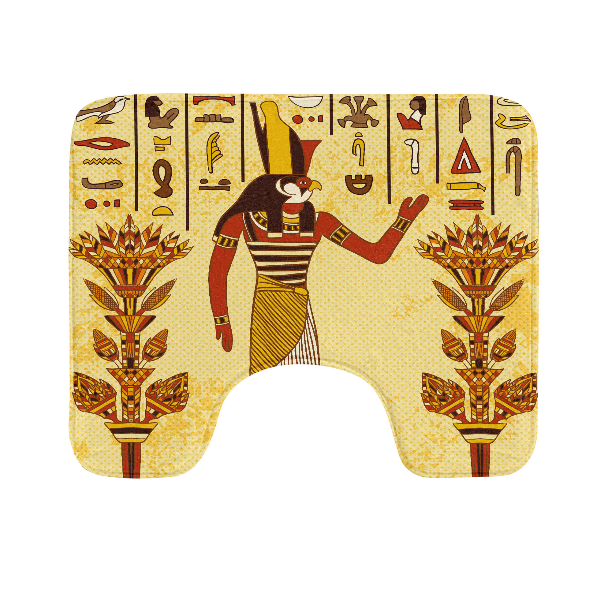 Winston Porter Ethnic Toilet Mat U-Shape Bathroom Rug 20" Pale Yellow ...