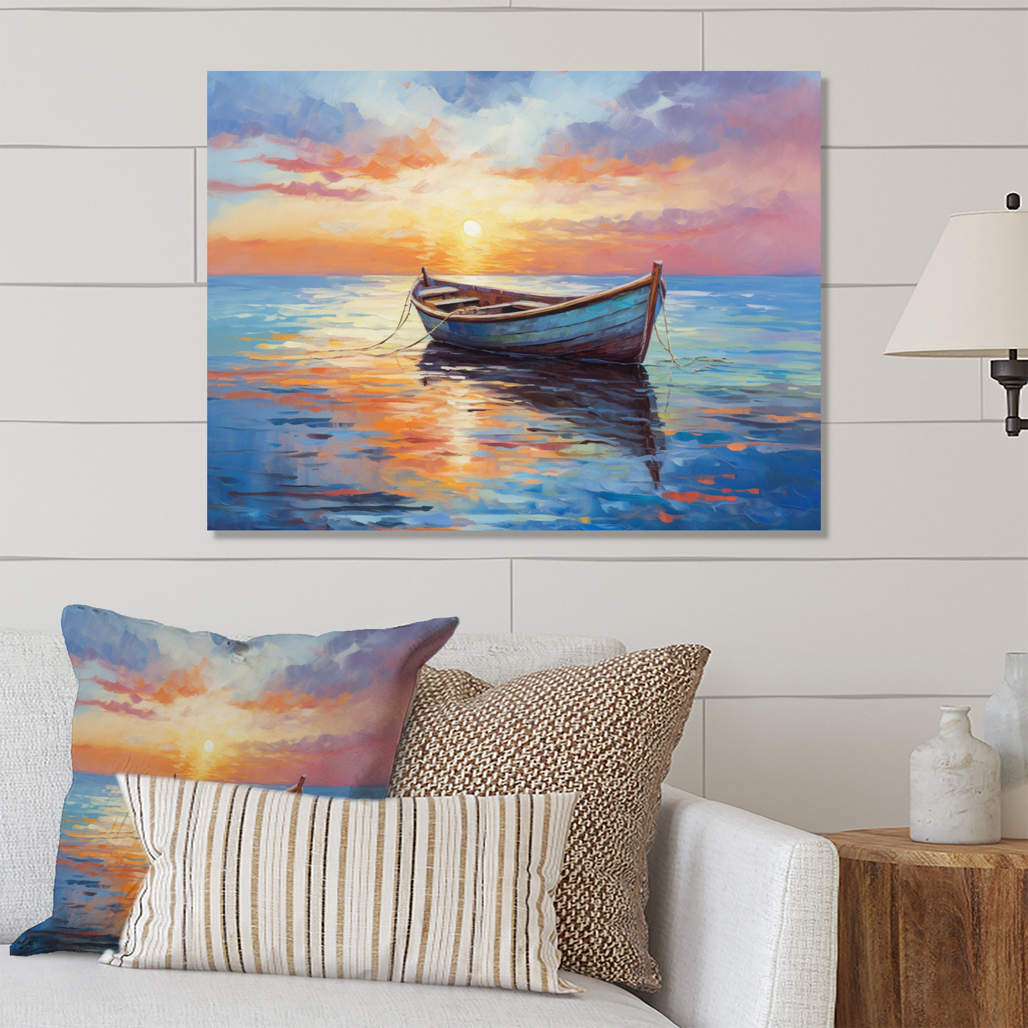Ivy Bronx Boat Seascape Impression I On Metal Print | Wayfair