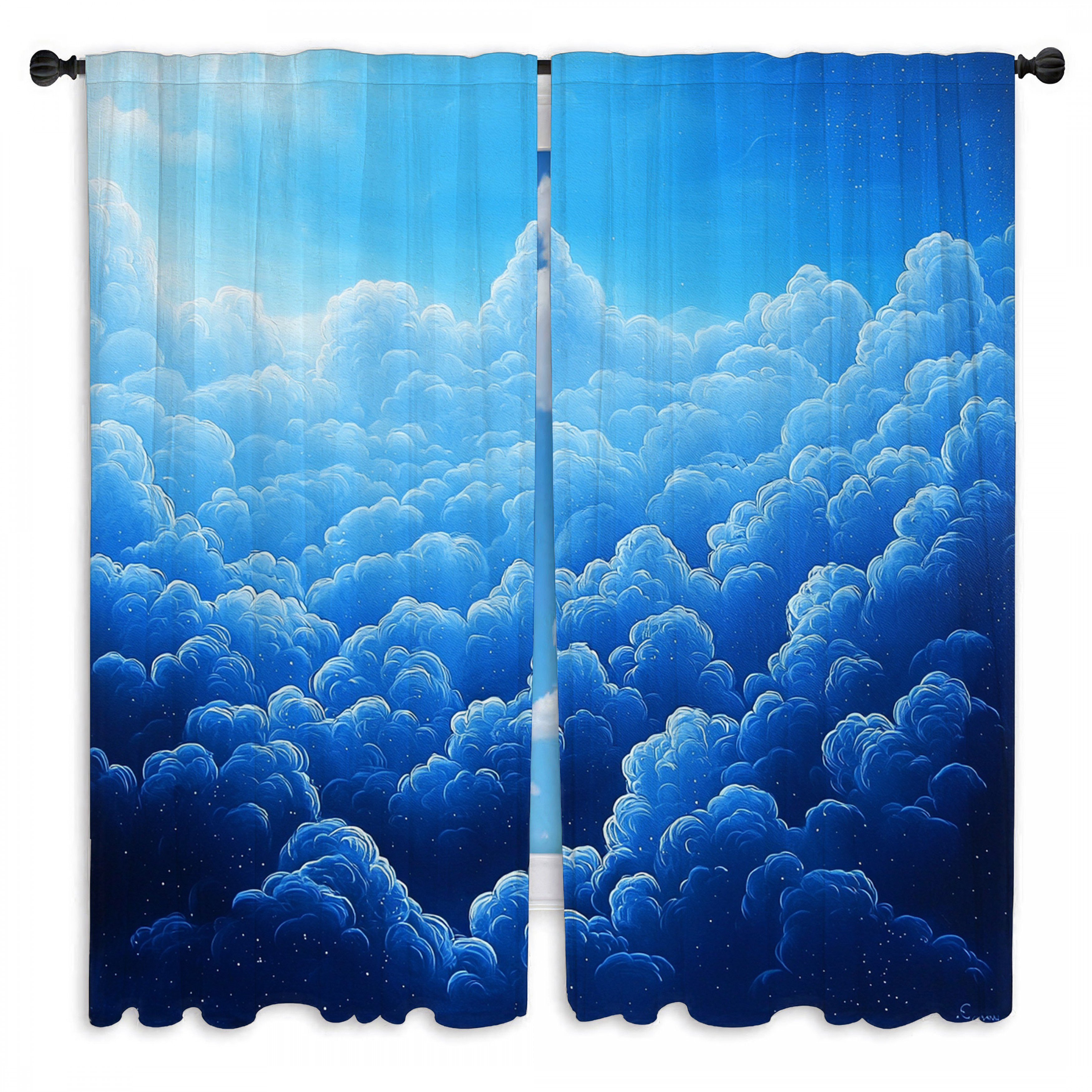 Hokku Designs Clouds Window Curtains Weather Minimalist Drapes - 2 ...
