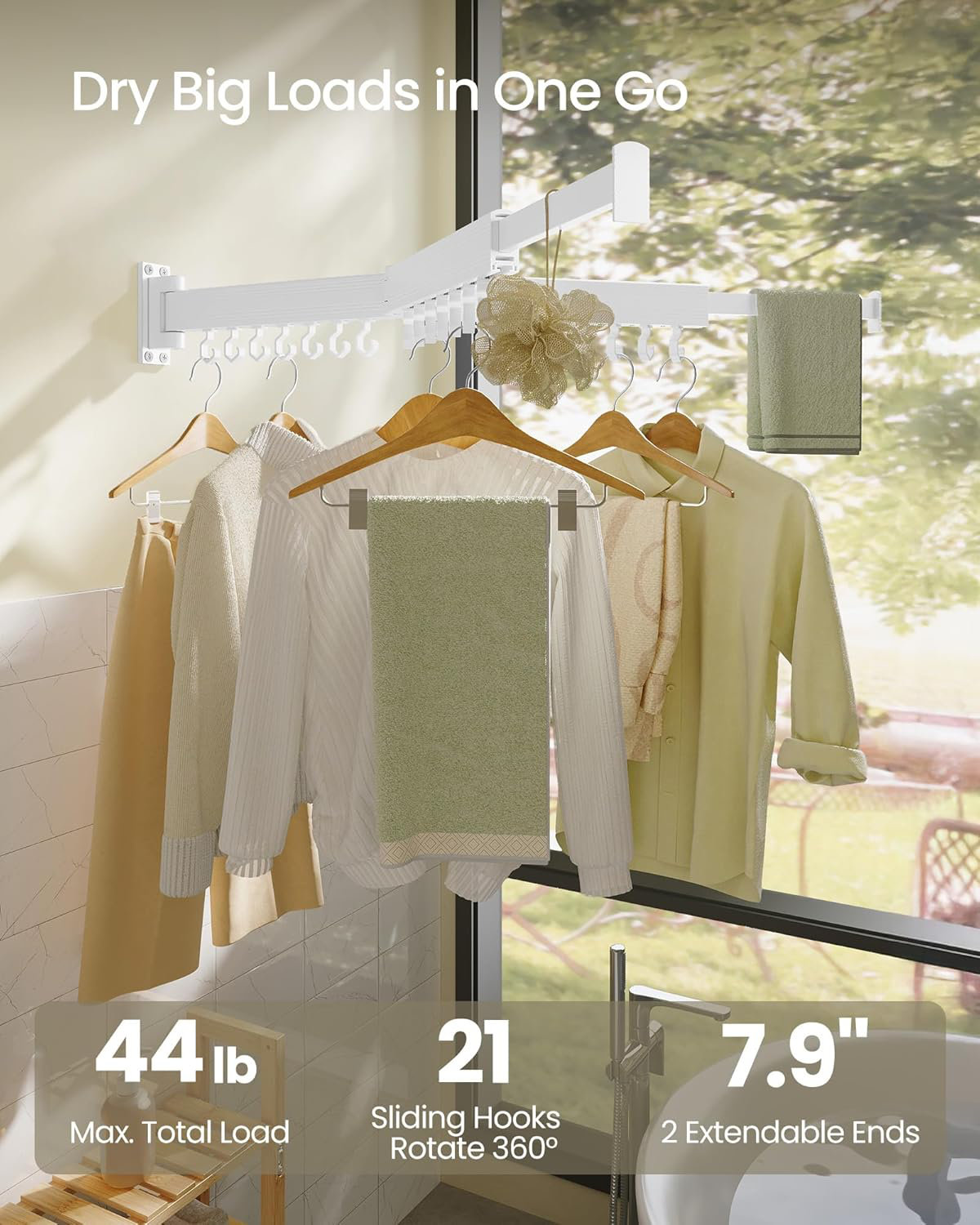 Rebrilliant Clothes Drying Rack Wall-Mounted Laundry Drying Rack ...