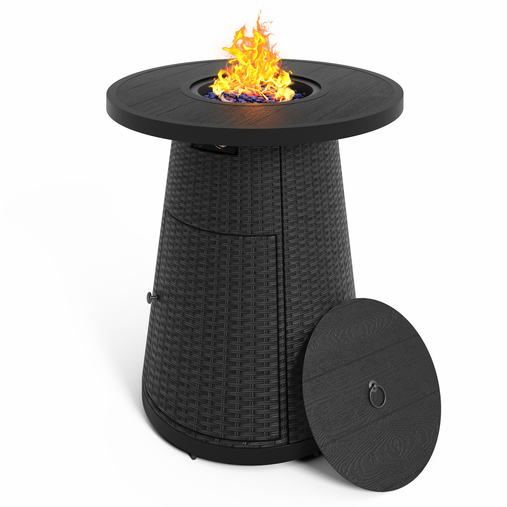 Latitude Run® Counter Height 37"H X 31.5“W Rattan Propane Outdoor Fire ...