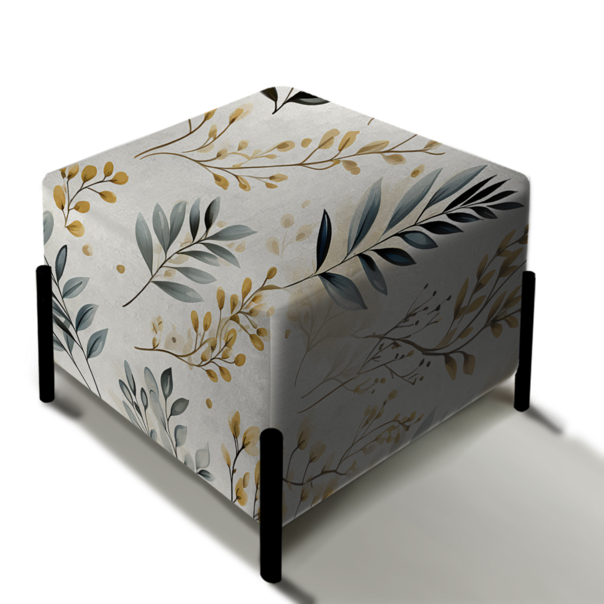 Design Art Serene Ferns II - Plants Square Ottoman | Wayfair