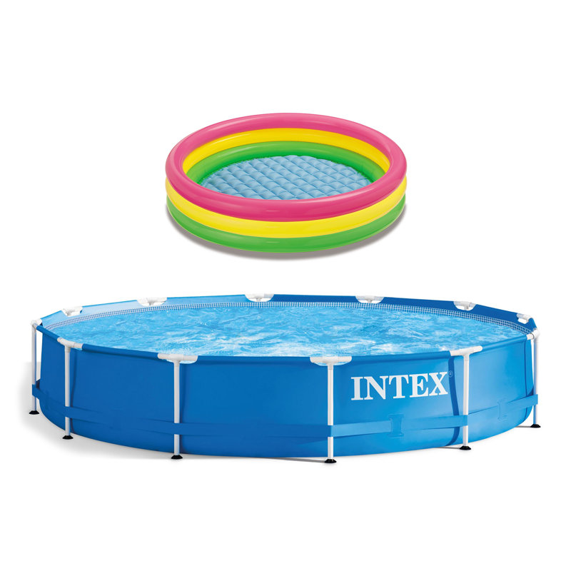 Intex 2.6 ft x 14 ft Steel Frame Set Pool | Wayfair