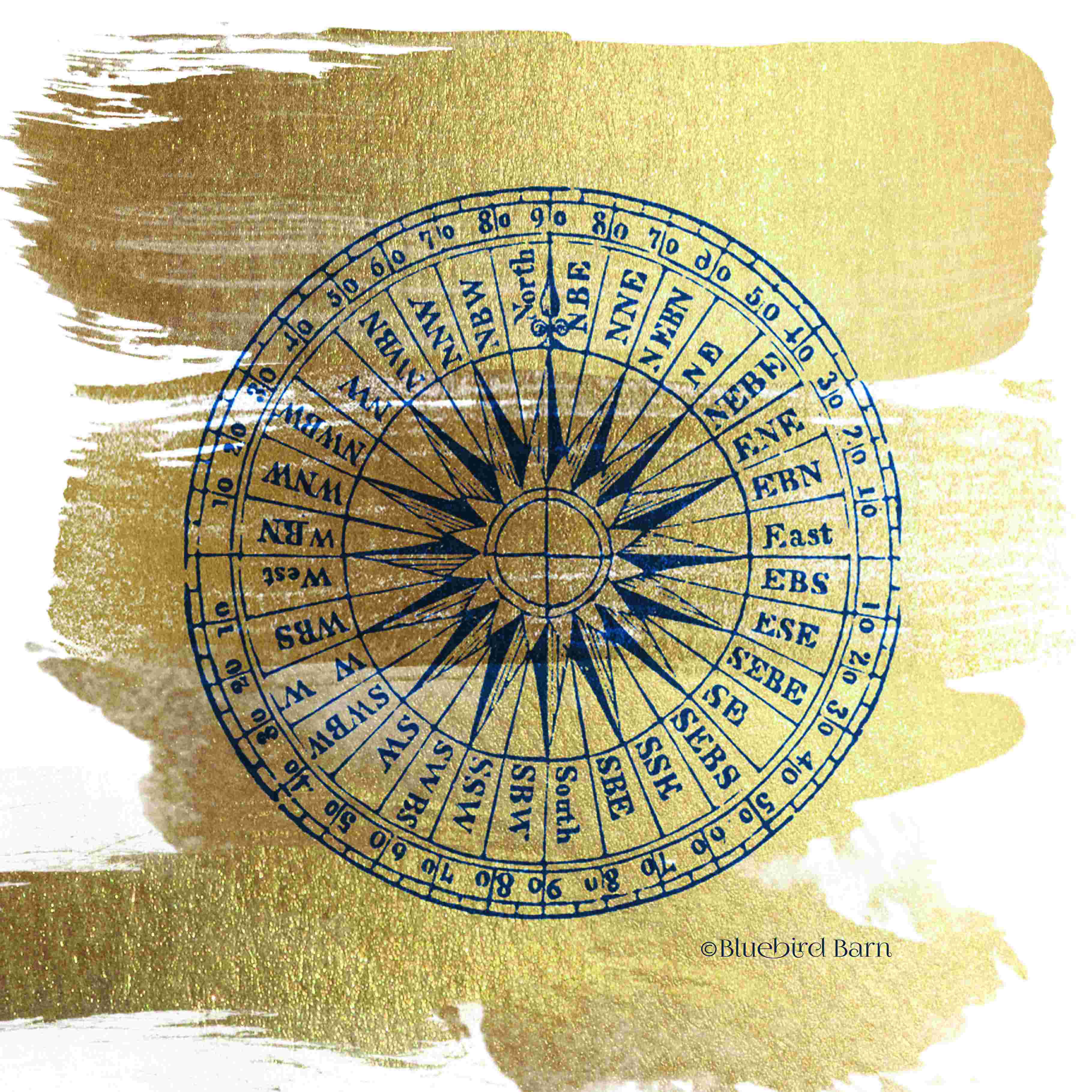 Breakwater Bay Brushed Gold Compass - Graphic Art | Wayfair