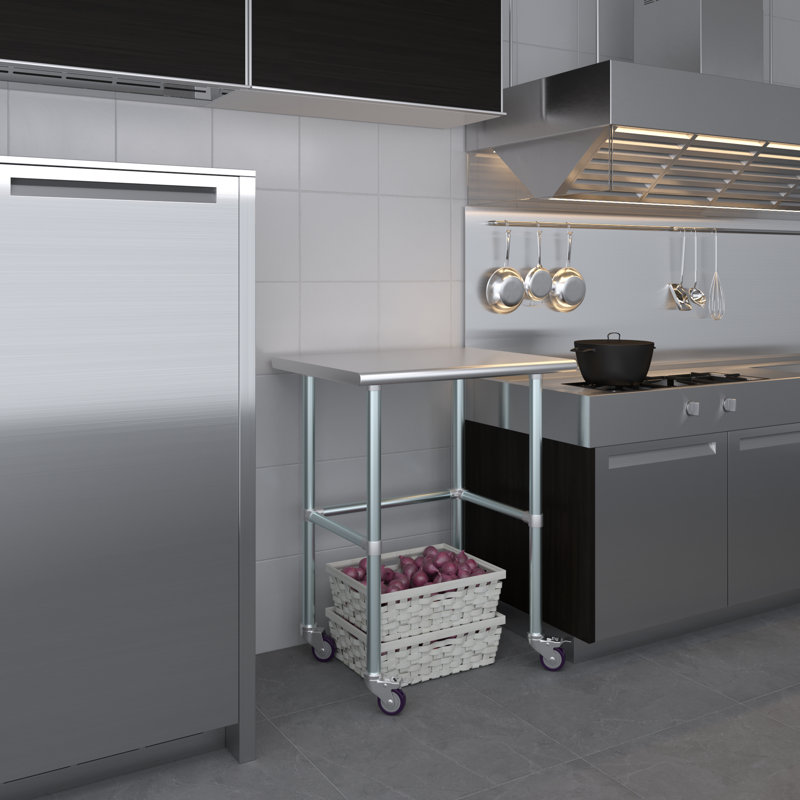 Amgood Stainless Steel Open Base Work Table with Wheels & Reviews | Wayfair