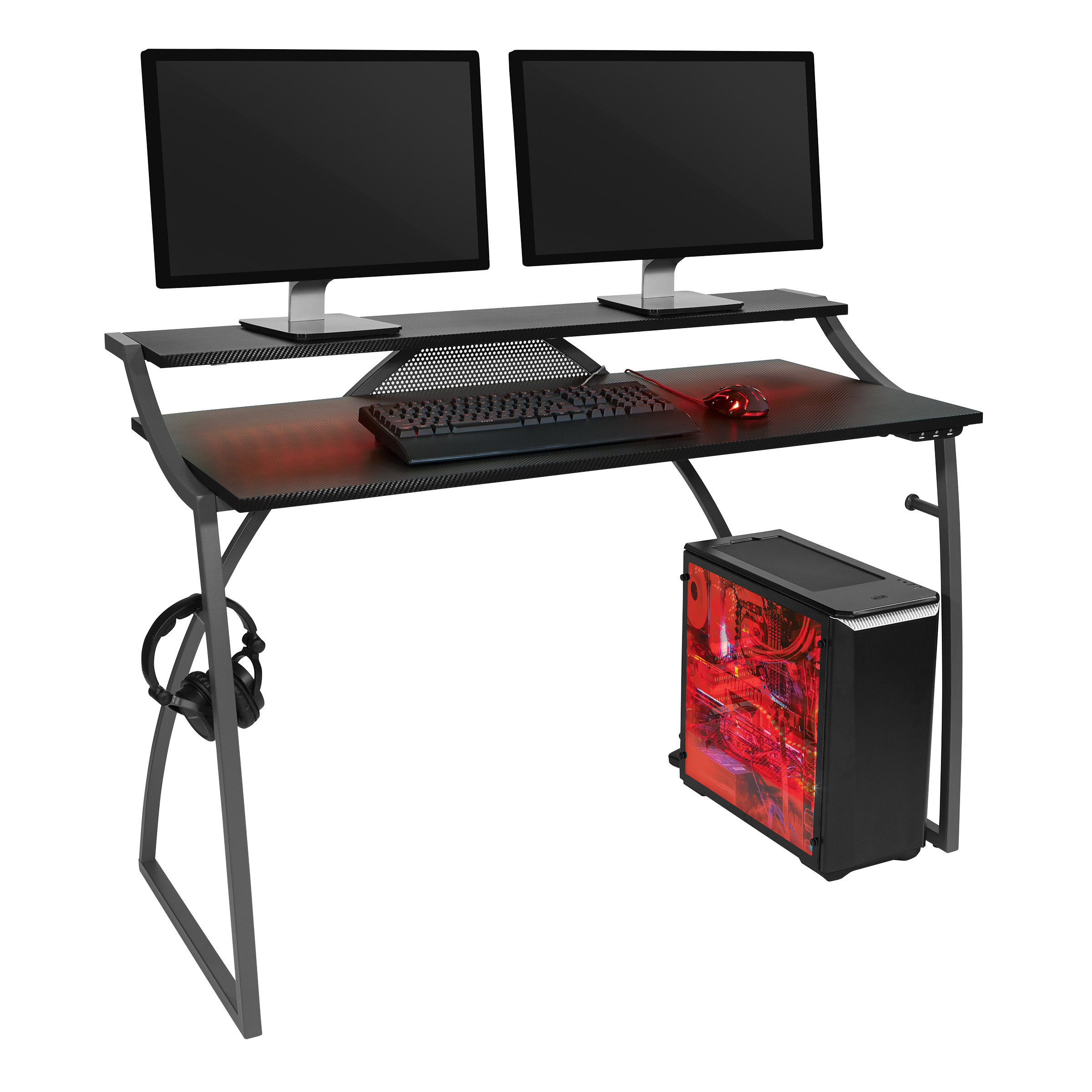 Brayden Studio® Jativa Battlestation Gaming Desk with Hutch | Wayfair