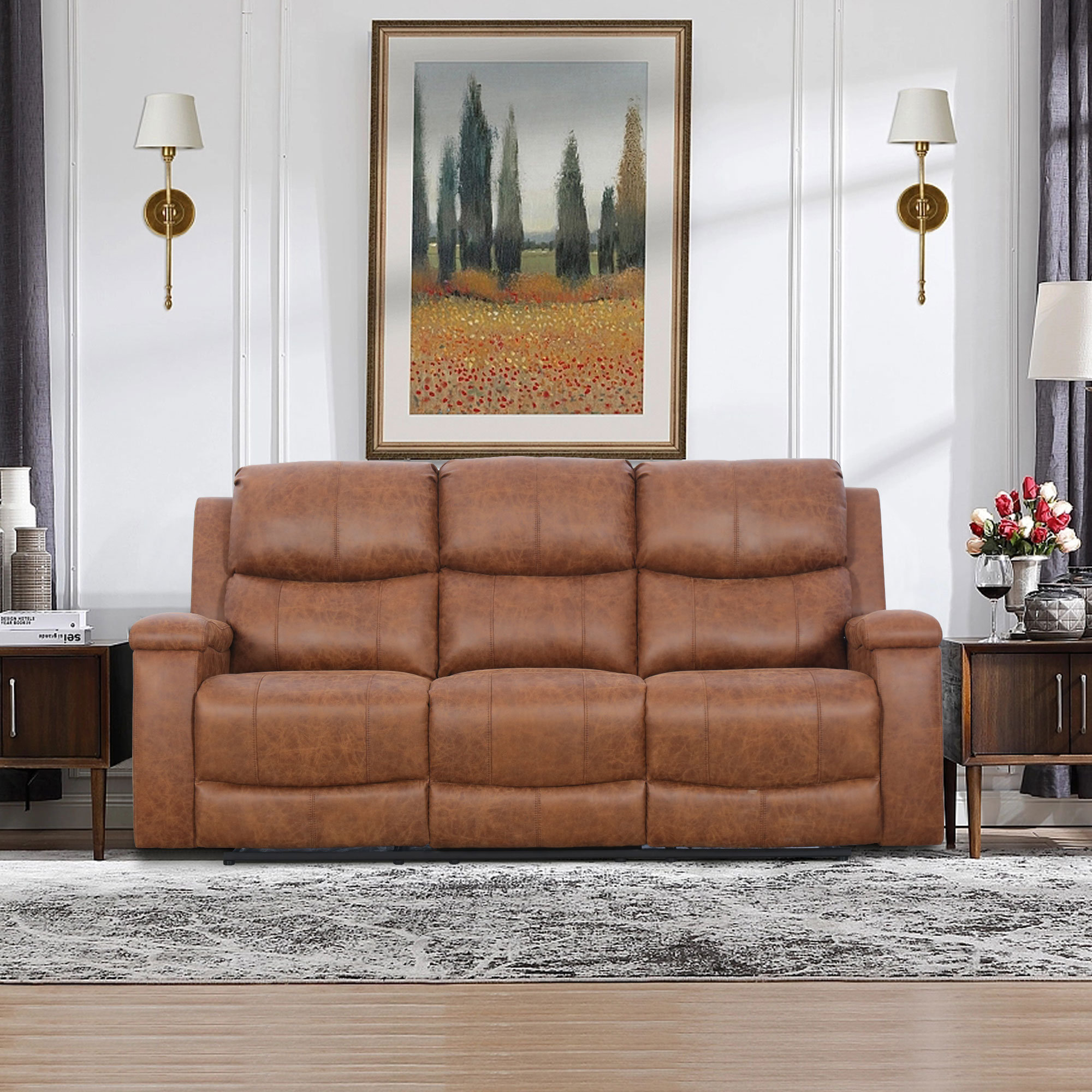 Lark Manor™ 79" Faux Leather Power Reclining Sofa With Zero Clearance ...