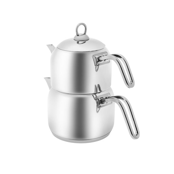 Karaca Urban Metal Teapot Set, Medium, 30cm, Silver | Wayfair.co.uk