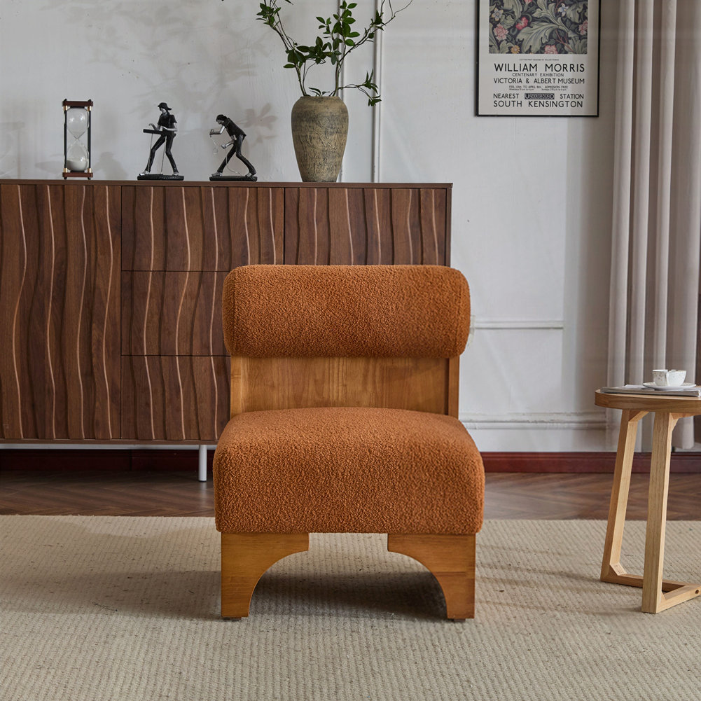 Ophelia & Co. Modern Boucle Lounge Chair with Solid Wood Frame ...