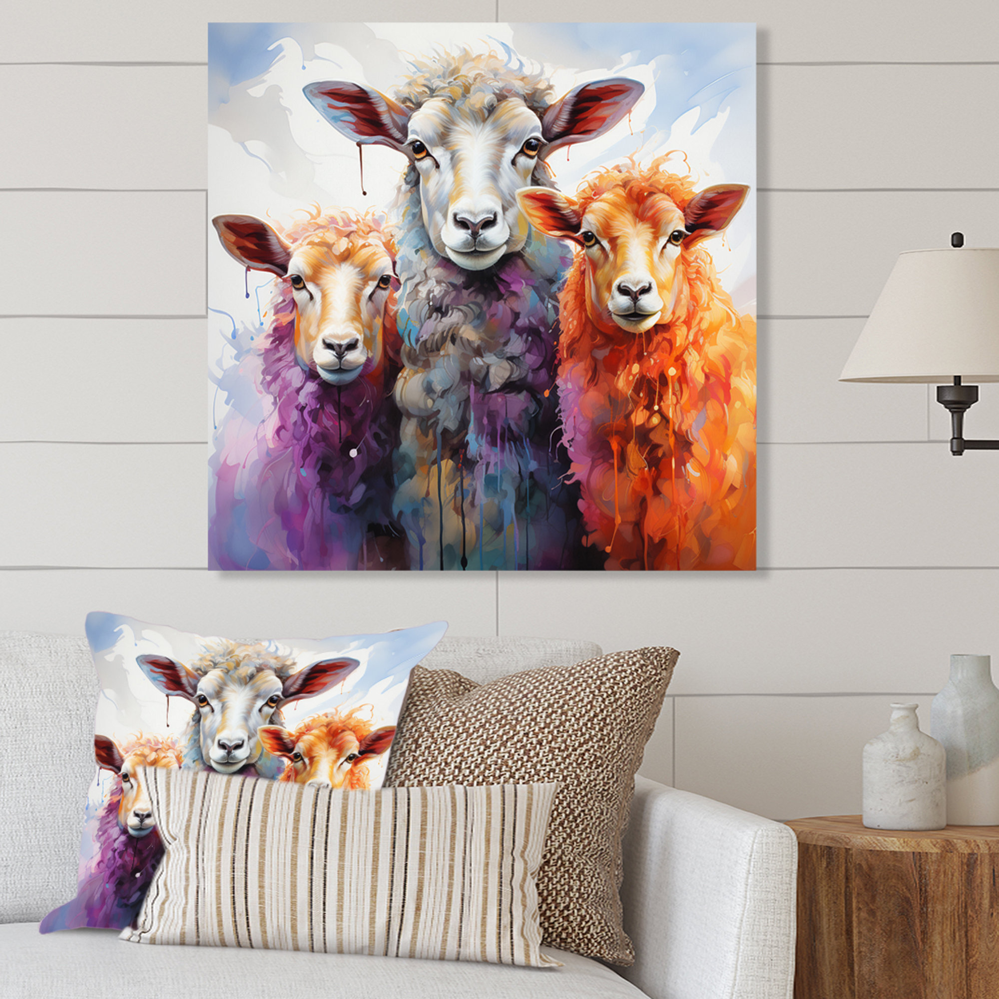 Gracie Oaks Colorful Sheep Chromatic Fleece II - Animals Print on Metal ...