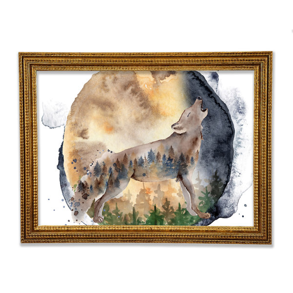 Union Rustic The Howiling Wolf - Single Picture Frame Art Prints ...
