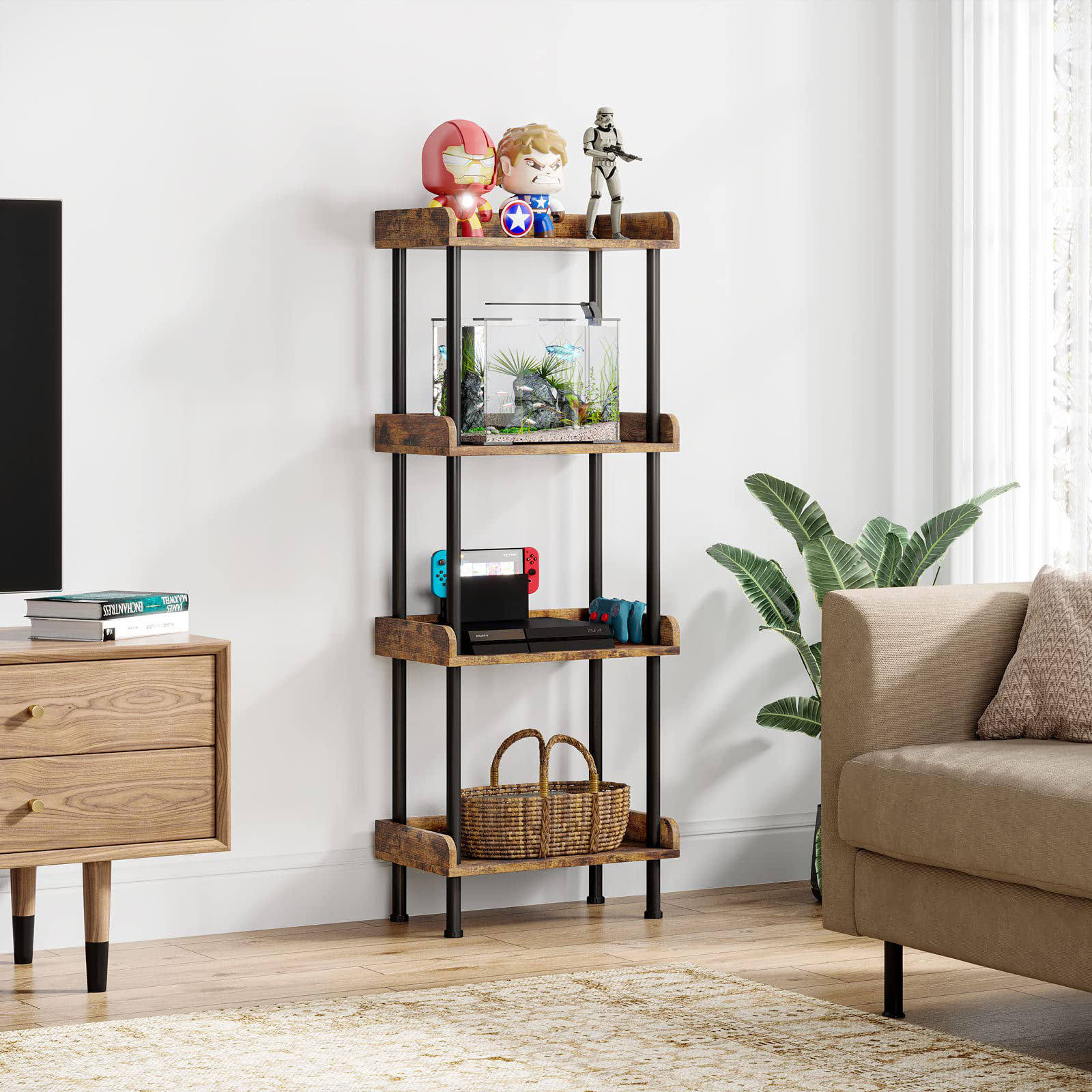 17 Stories Christabella Vintage Rounded Corner Etagere Bookcase with ...