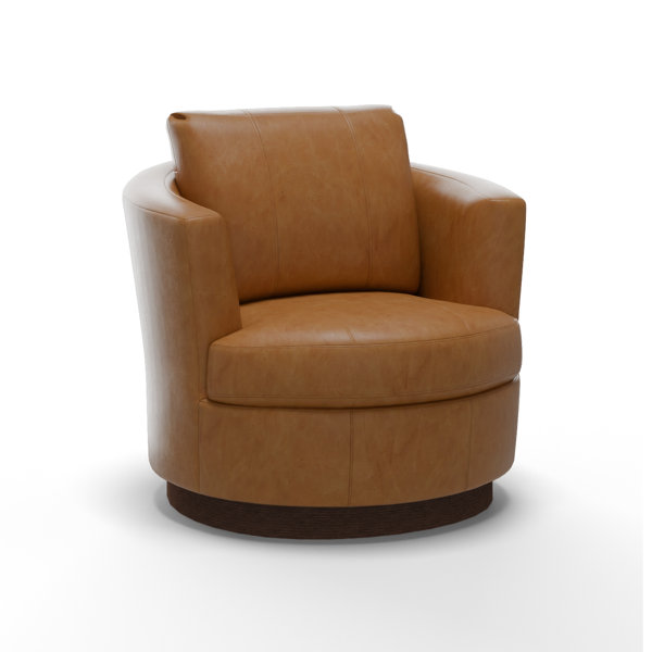 Birch Lane Tyena Leather Swivel Barrel Chair - Wayfair Canada