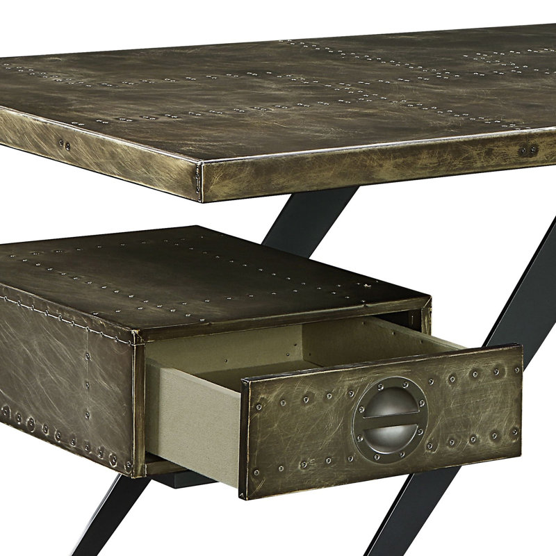 A&J Homes Studio Rectangle Writing Desk with USB Port in Bronze ...