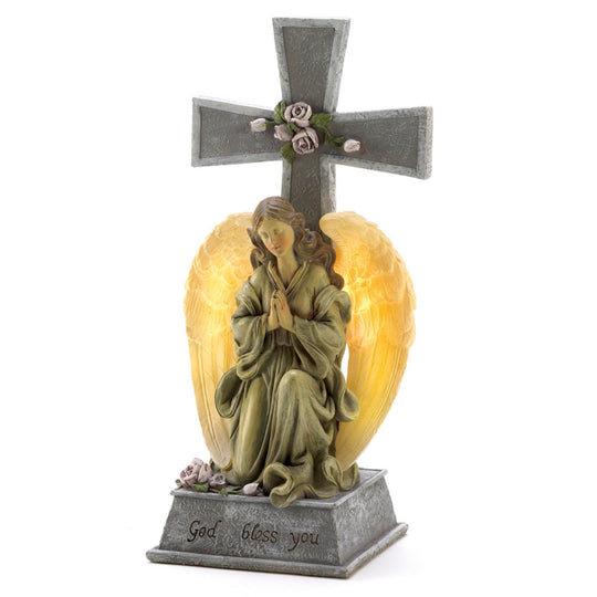 Alcott Hill® SOLAR BLESSED CROSS FIGURINE | Wayfair