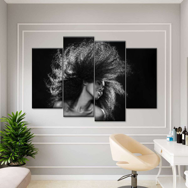 Mercer41 " Curly Hair Wall Art Multi Piece Canvas Print " 4 - Pieces ...