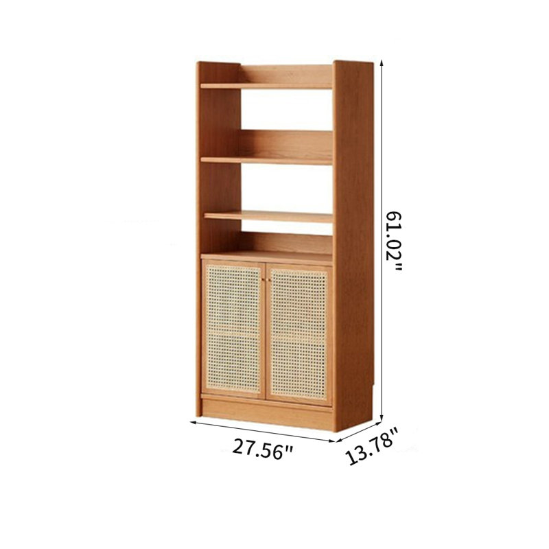 Parttlion Japanese style rattan woven solid wood bookcase | Wayfair
