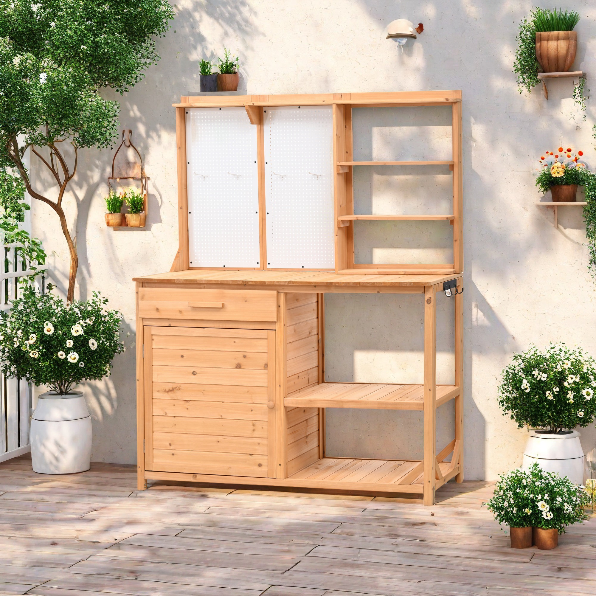 Red Barrel Studio® Outdoor Potting Bench With Spacious Workspace ...