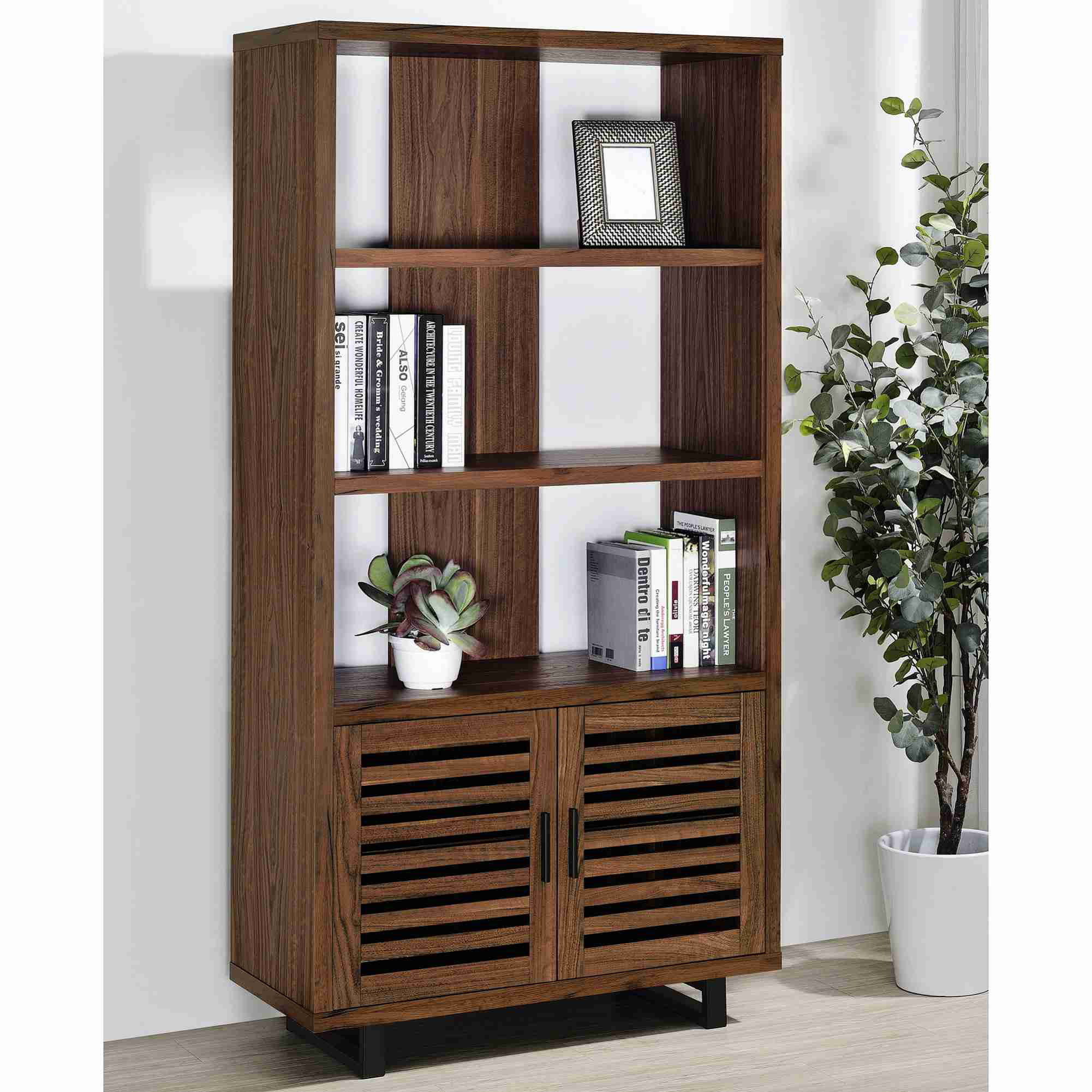 Corrigan Studio 3-shelf Bookcase with Slatted Doors - Wayfair Canada