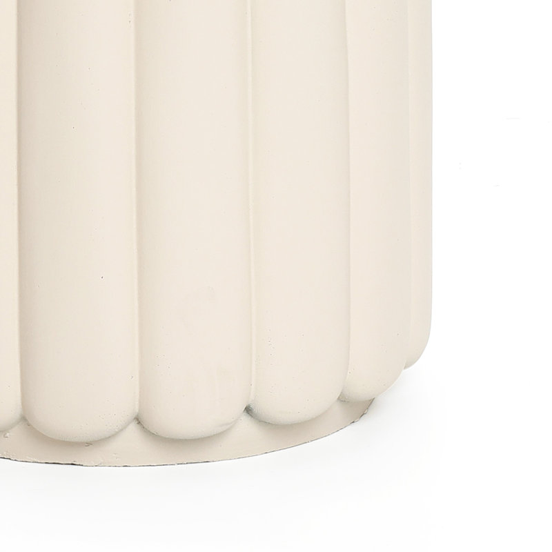 Latitude Run® Ivory White Pillar Round 17-Inch Tall Cement Side Table ...