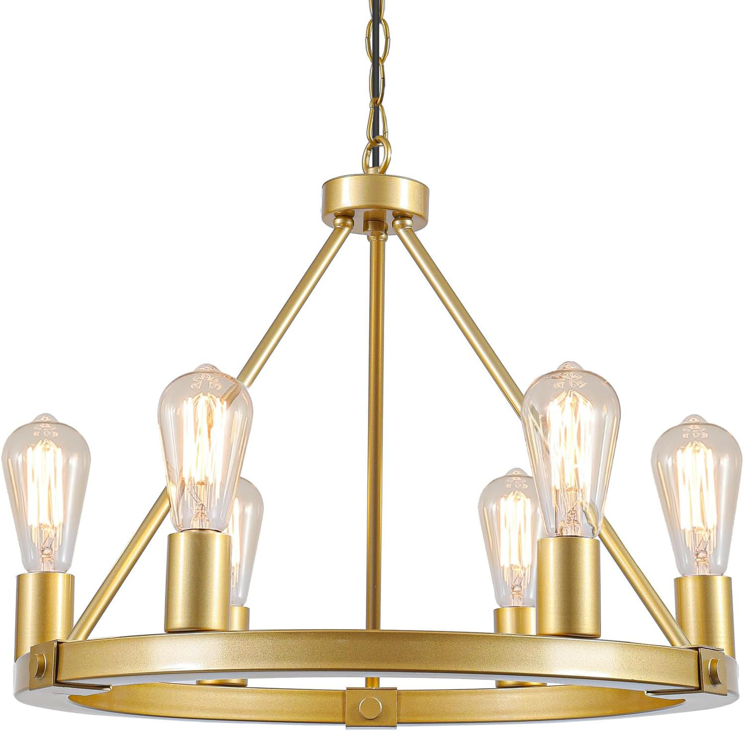 Mercer41 Gold Wagon Wheel Chandelier - 20'' Industrial Farmhouse ...