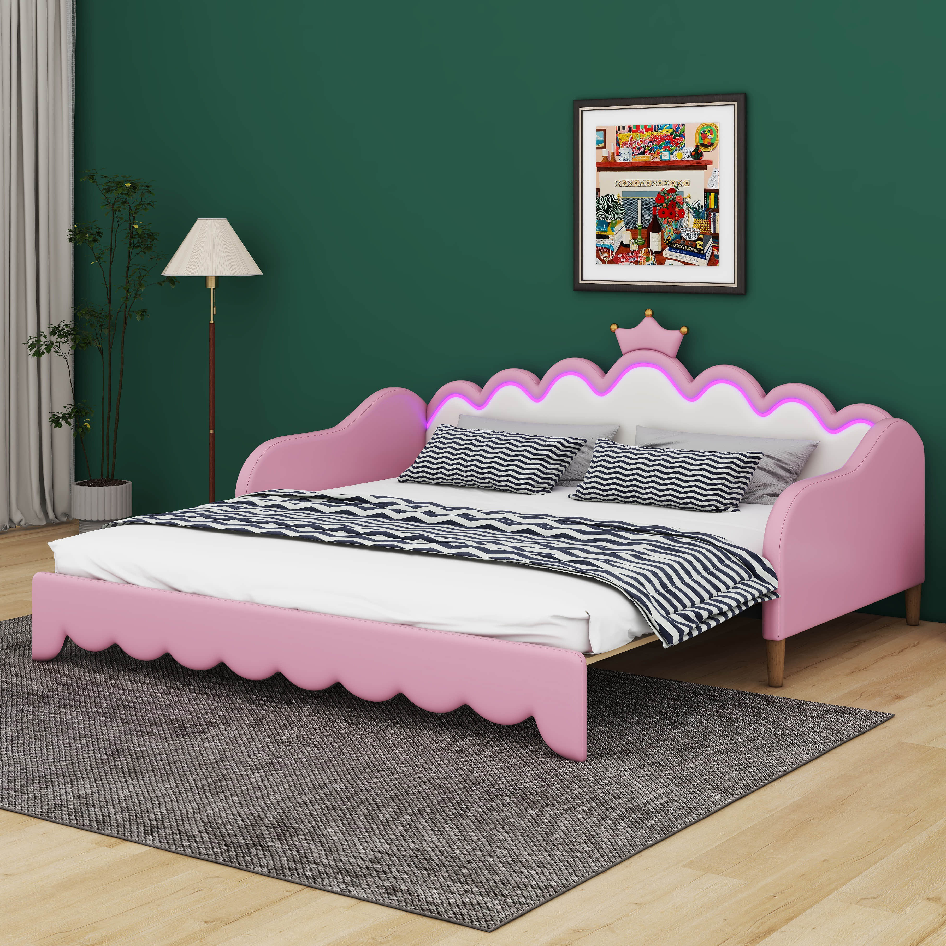 Gemma Violet Dierks Twin Modern Upholstered Princess Daybed With Crown ...