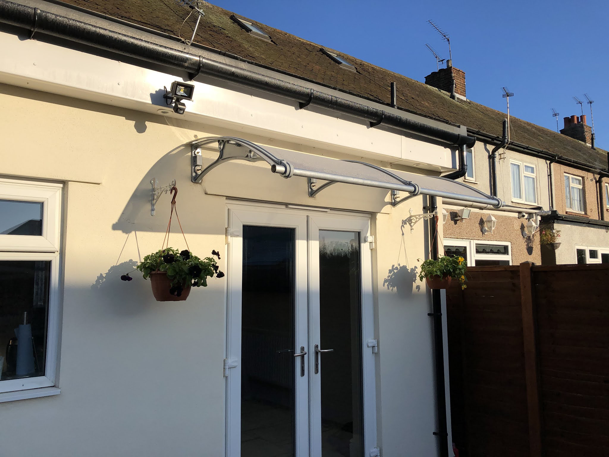 Dakota Fields Meshoppen 1.8m Width x 1m Depth Door Canopy Grey-Bracket ...