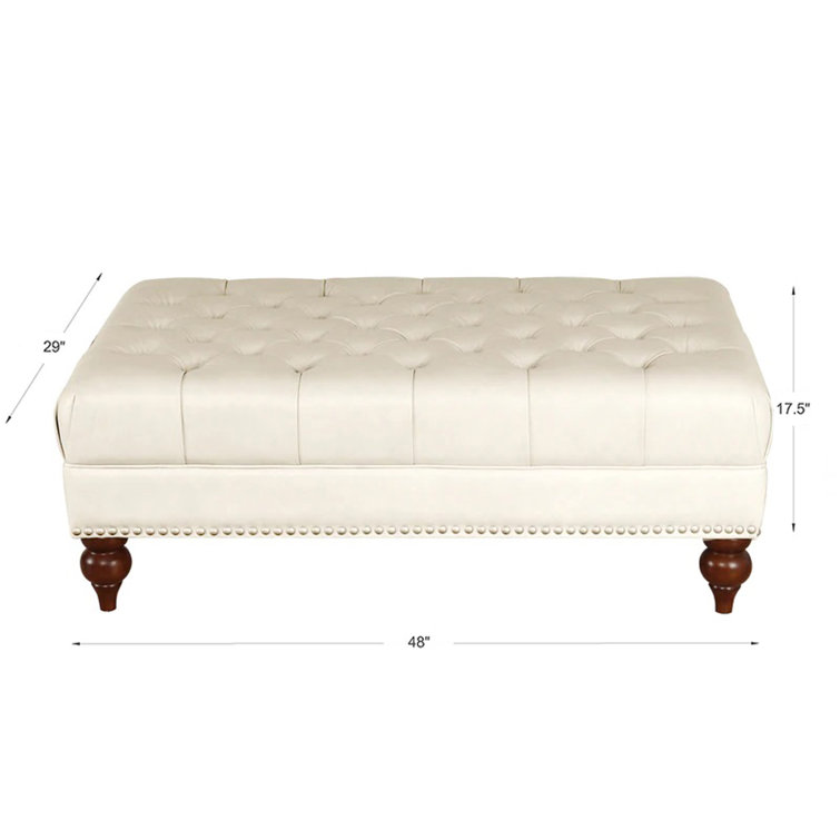 HYDELINE Genuine Leather Tufted Rectangle Standard Ottoman - Wayfair Canada