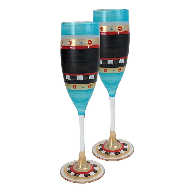 World Menagerie Mosaic Chalk 8.5 oz Schutzer Champagne Flute | Wayfair