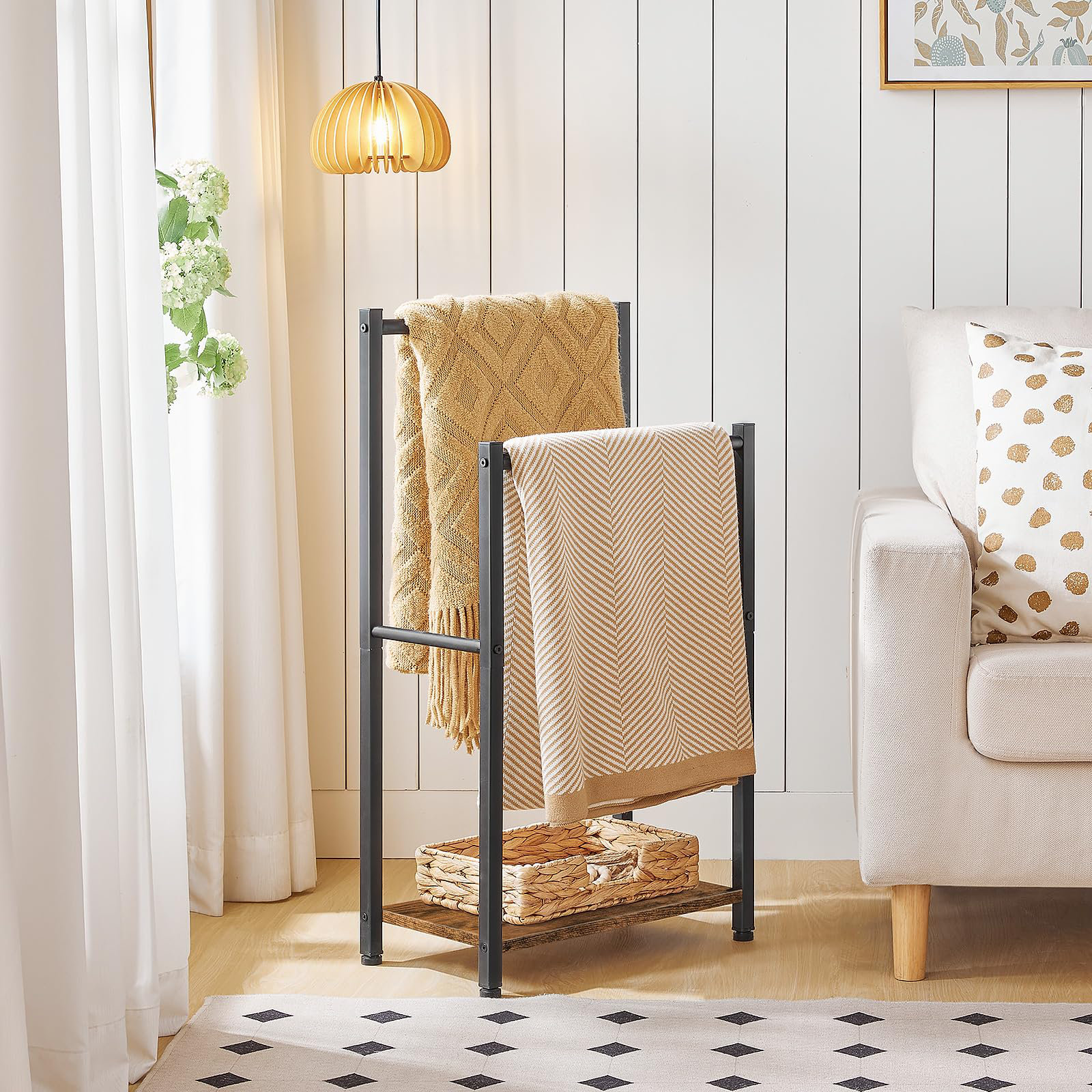 17 Stories 2-Tier Freestanding Industrial Style Metal Blanket Rack With ...