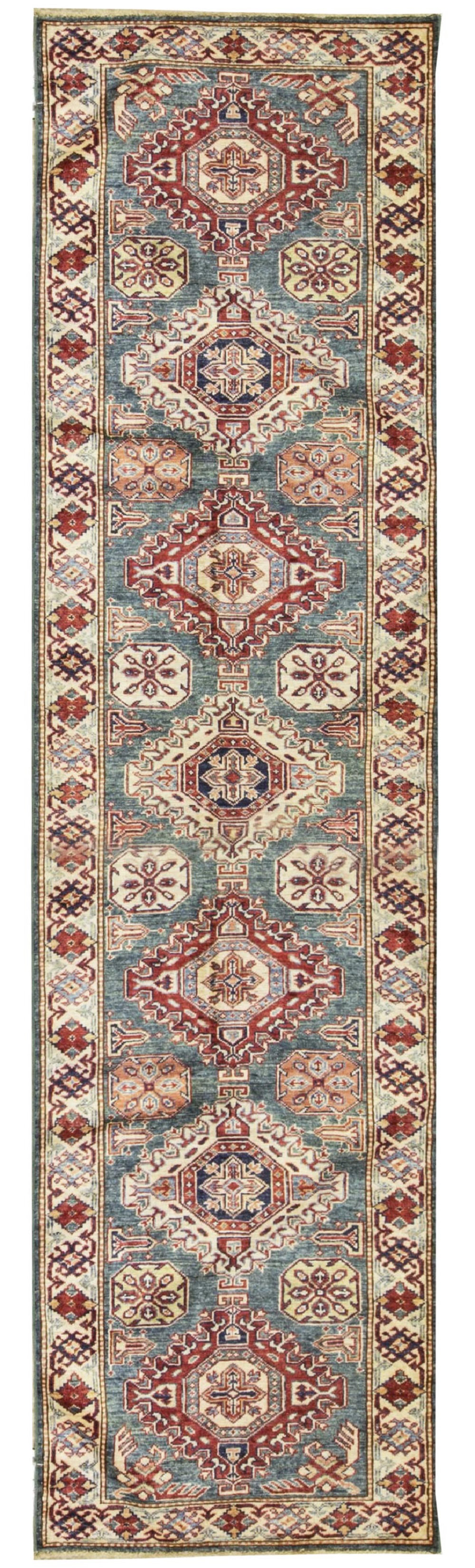 Bokara Rug Co., Inc. Hand-Knotted High-Quality Green and Red Runner ...