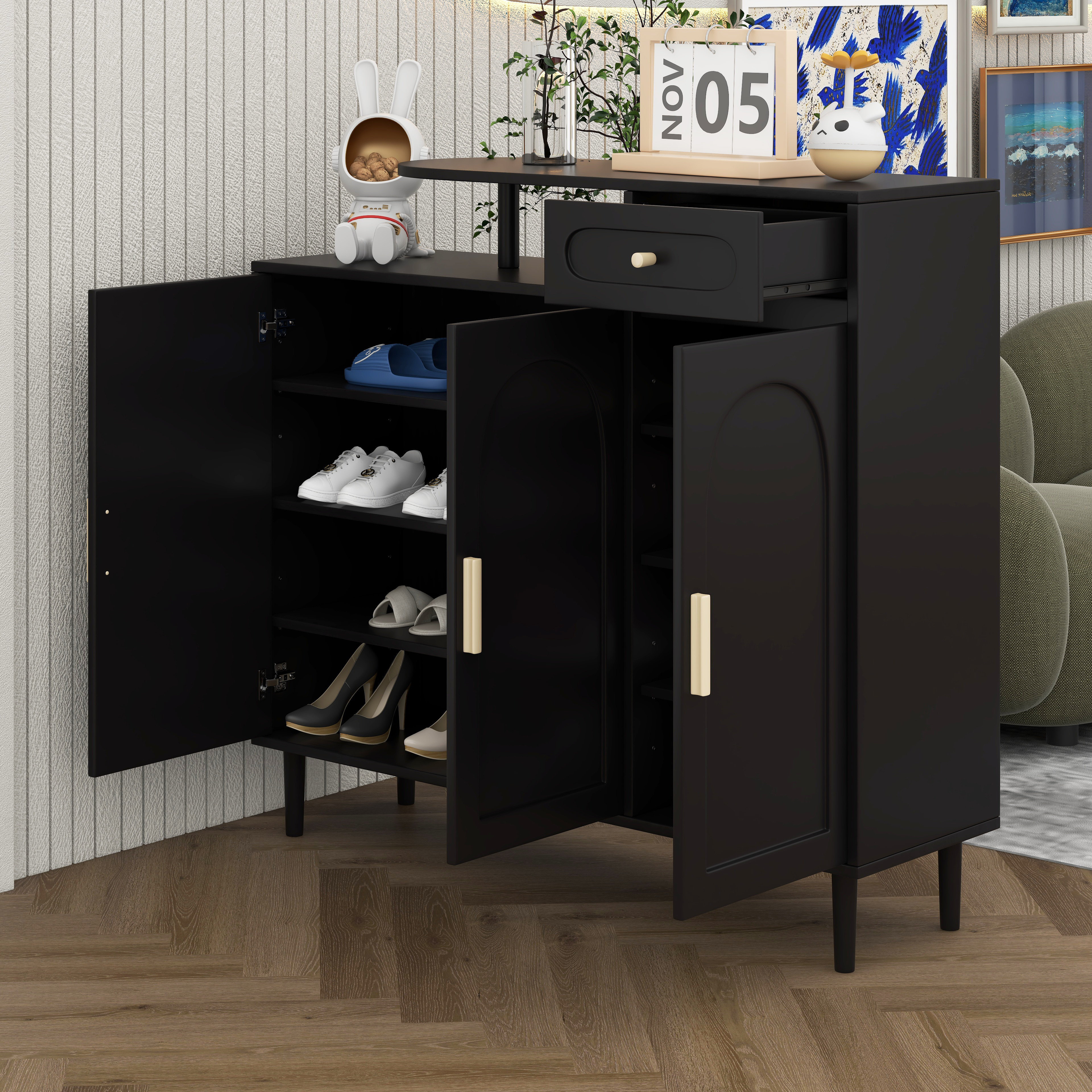 Red Barrel Studio Range-chaussures avec tablettes réglables, pieds en ...