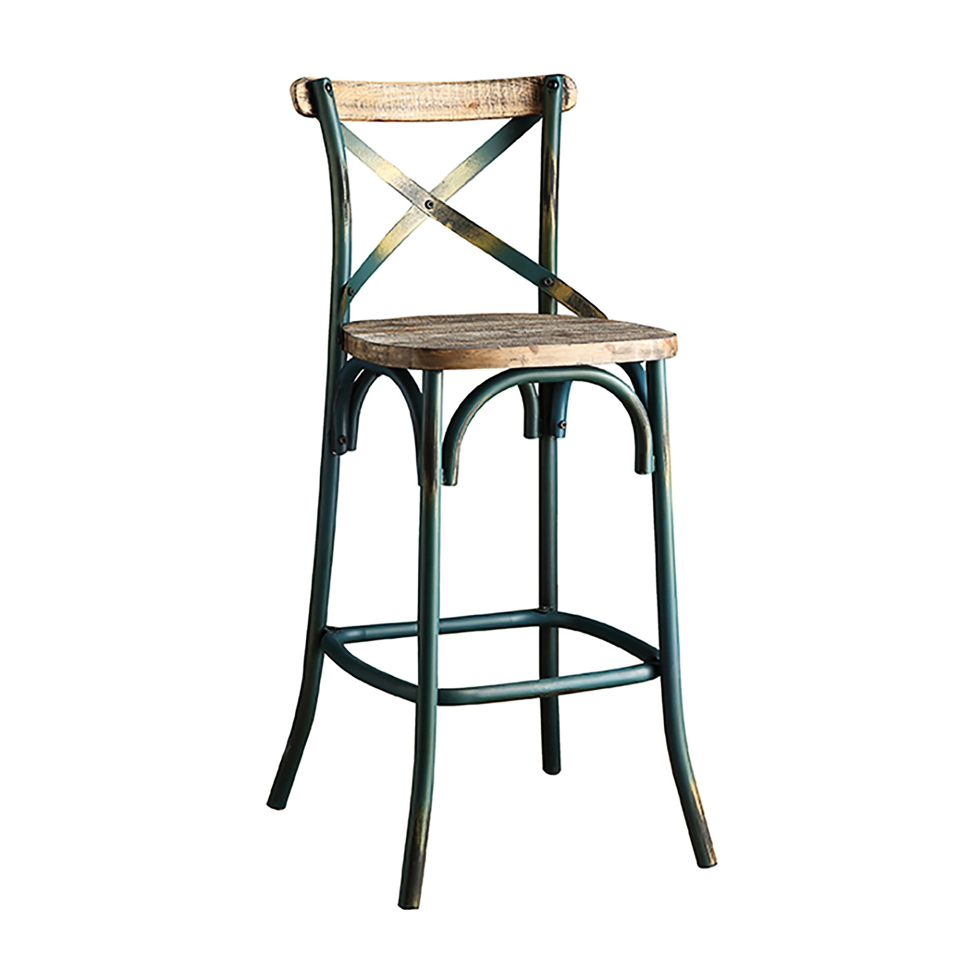 Latitude Run® Vintage Antique Turquoise Bar Stool - Comfortable High ...