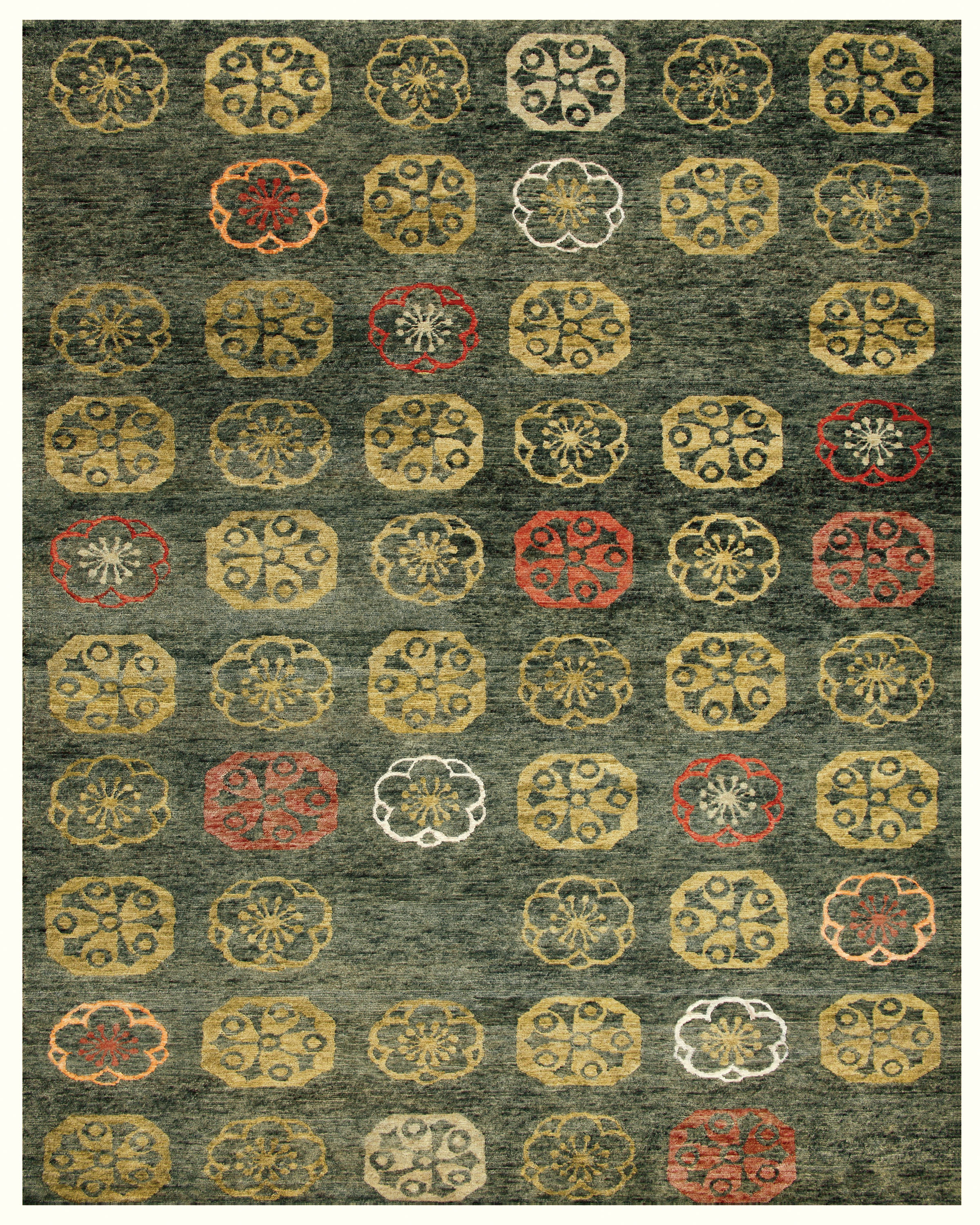 Canora Grey Krystl Hand Knot Oriental Rug, Loden Green/Vermilion, 5Ft ...