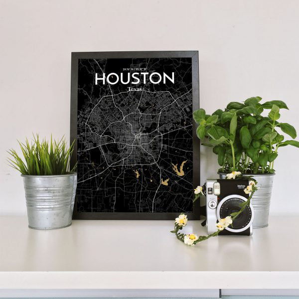 OurPoster.com 'Houston City Map' Graphic Art Print Poster in Luxe ...