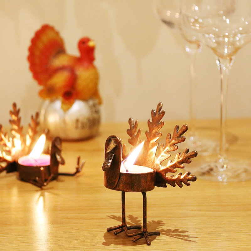 The Holiday Aisle® 6-Pack Metal Turkey Tea Light Candle Holders | Wayfair