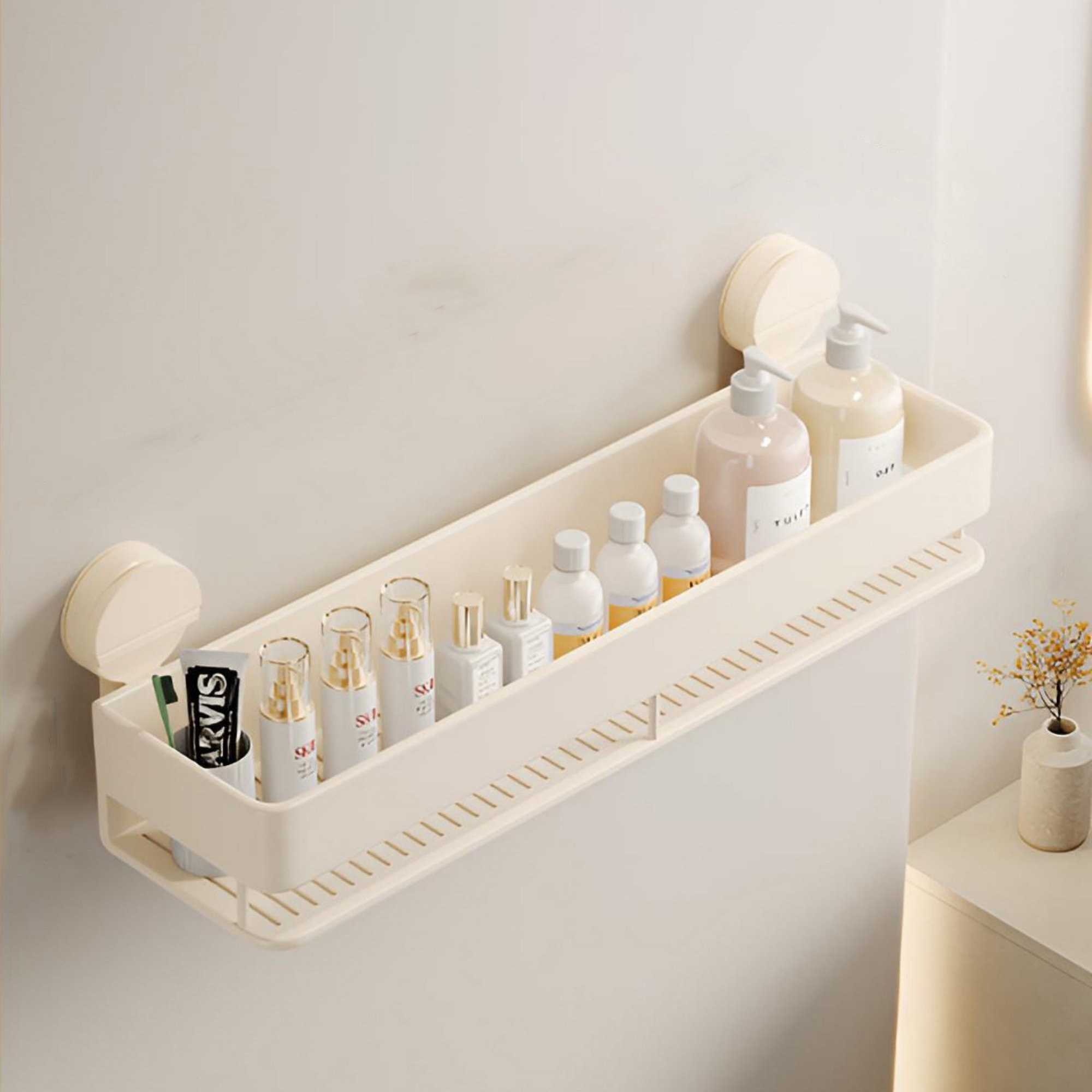 Rebrilliant Bathroom Suction Cup Storage Rack Bathroom Storage Rack ...