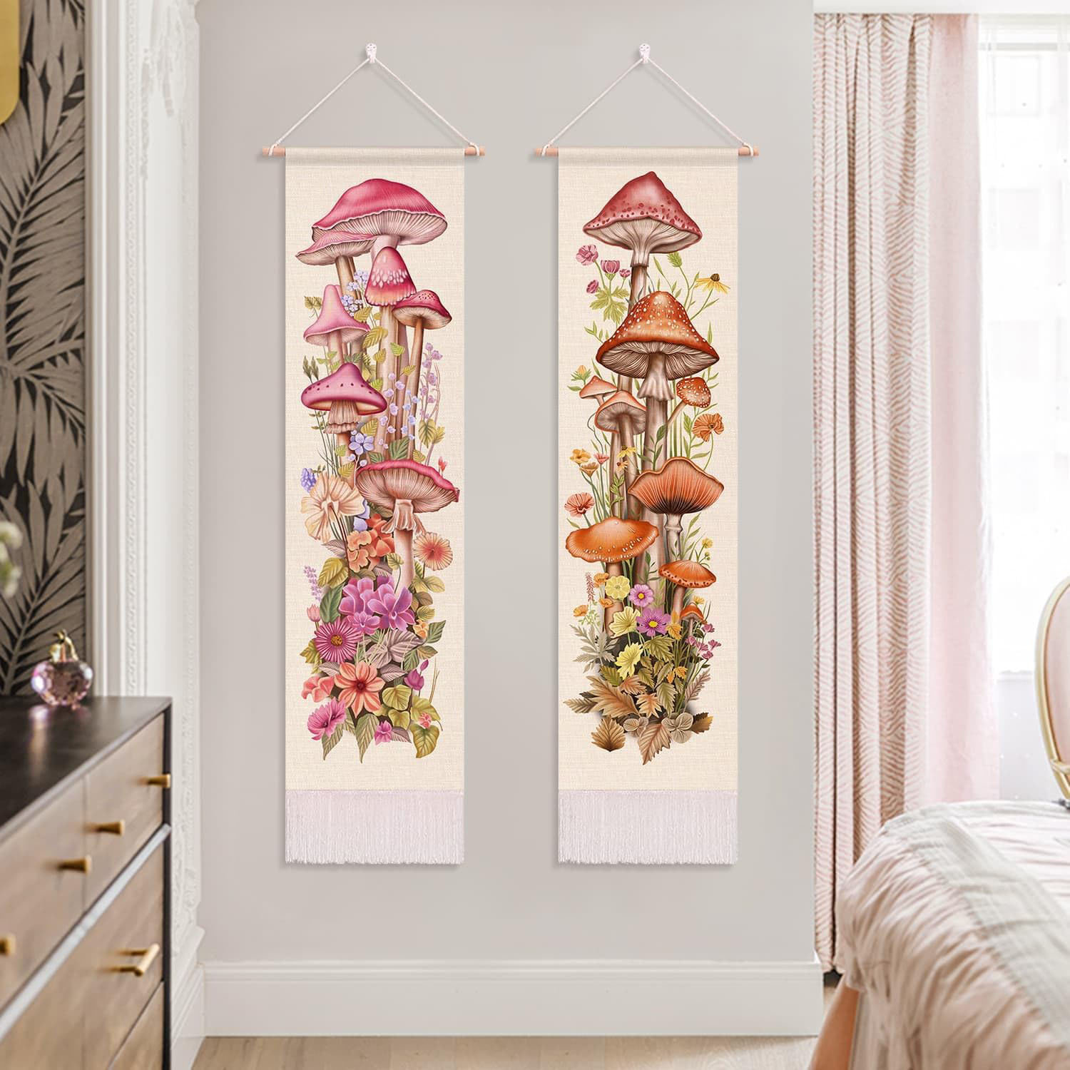 August Grove® Pack Of 2 Mushroom Tapestry For Bedroom Wall Hanging ...
