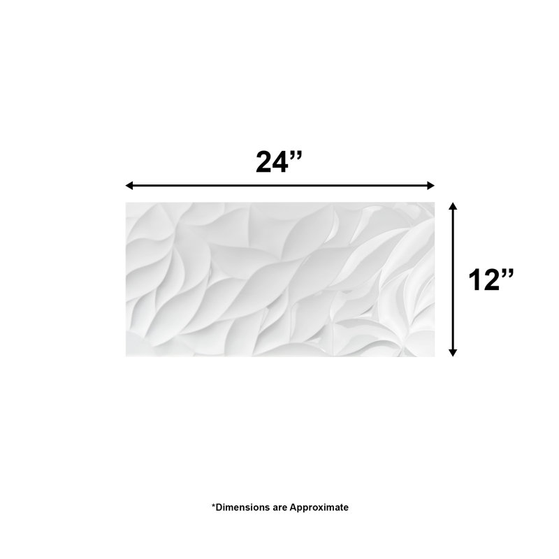 Qube Tiles Silom White Leaf 12" x 24" Glossy 3D Textured Wall Tile ...