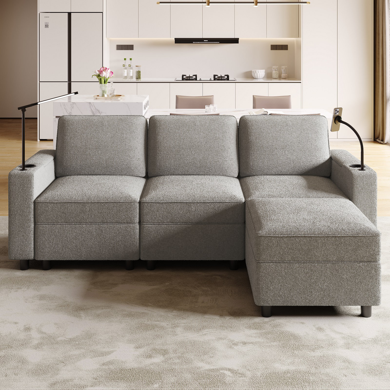 Latitude Run Jahnvi L Shaped Sectional Sofa With Storage Ottoman