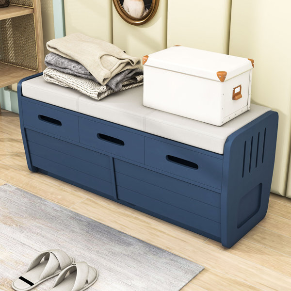 Lark Manor™ Careyann Rustic Wood Storage Bench with Removable Cushion ...