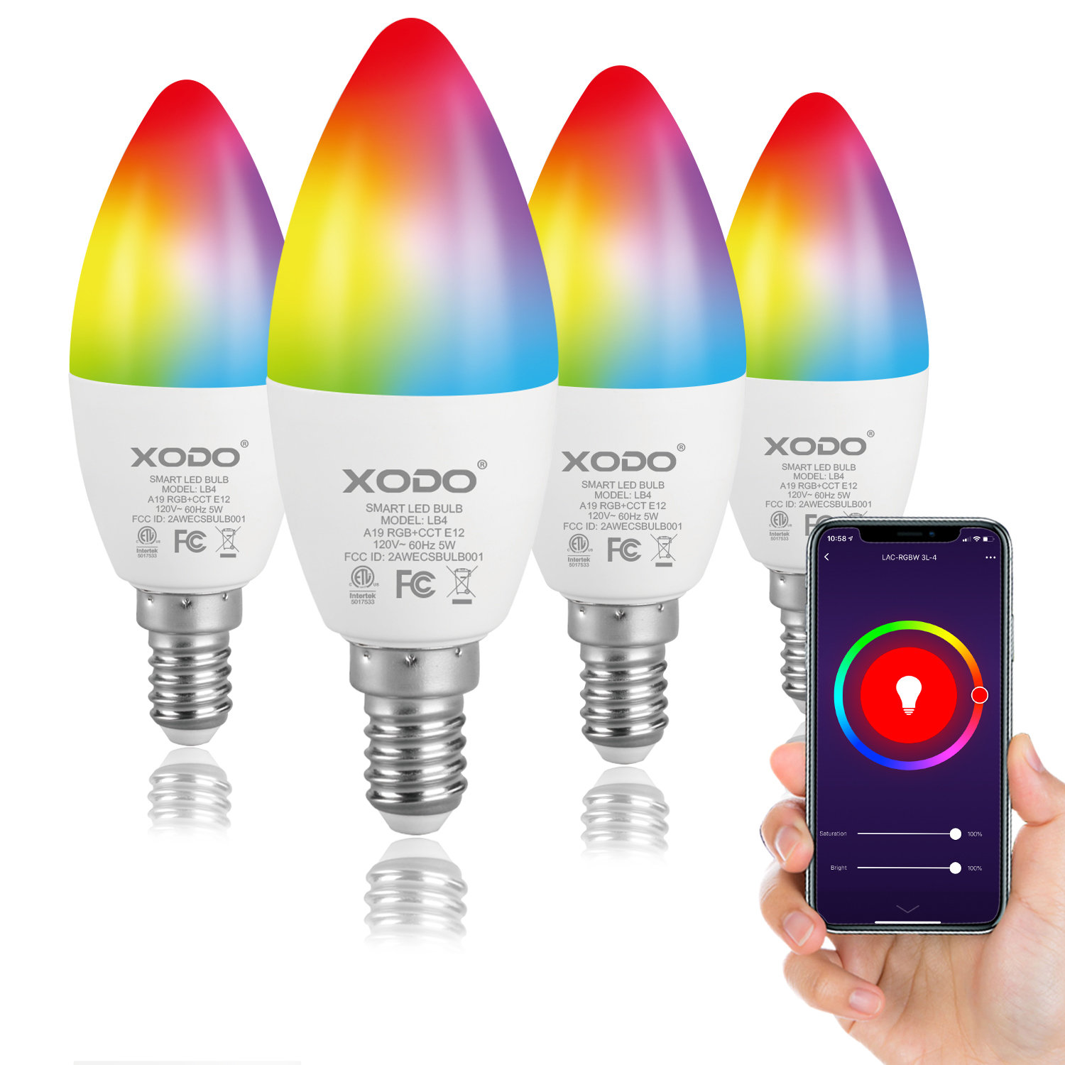 Xodo 5 Watt (30 Watt Equivalent), B11 LED Smart, Dimmable Light Bulb ...